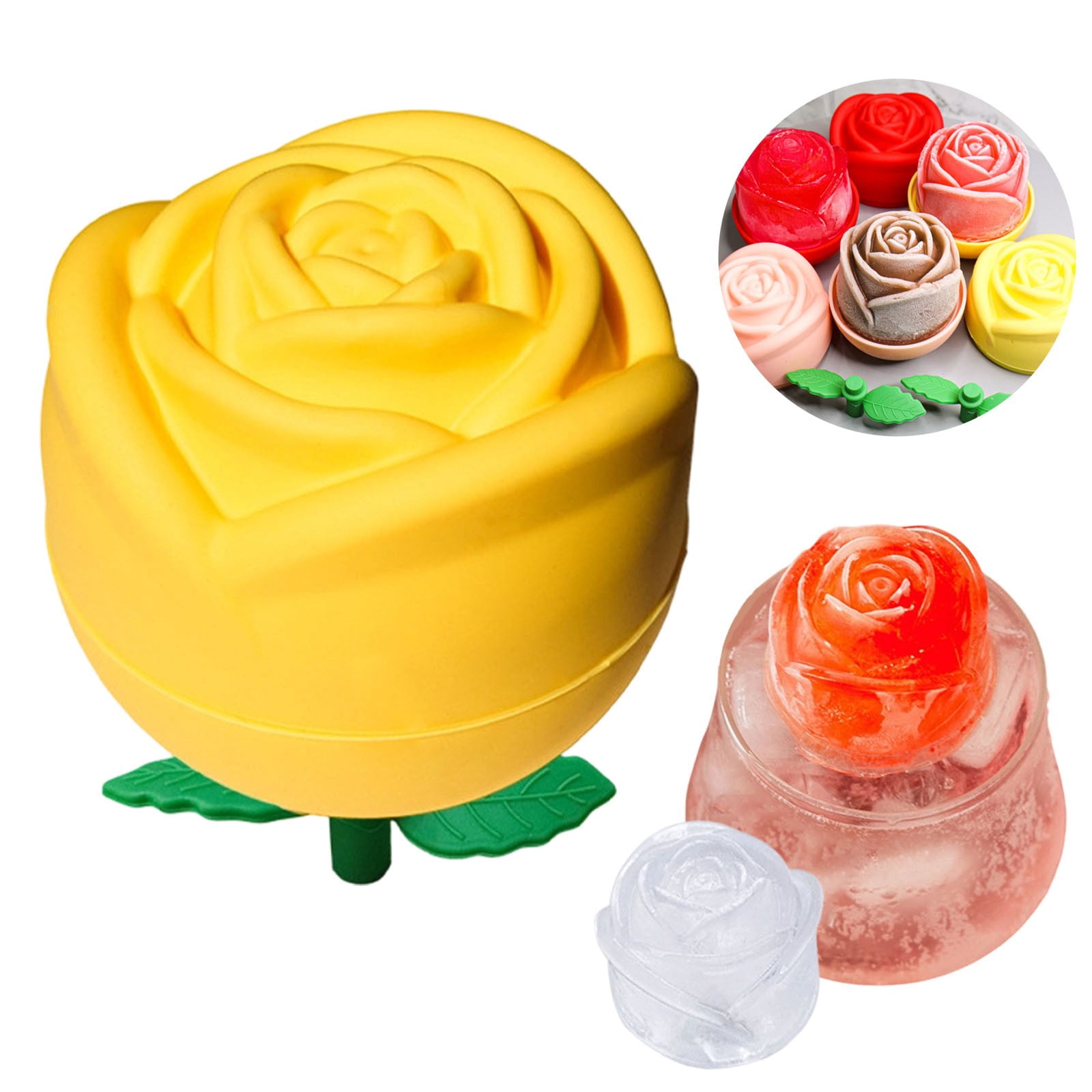 3D Rose Silicone Ice Cube Mold,Slow-Melting Flower-Shaped Tray for ...