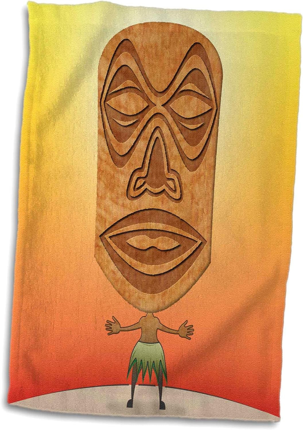 3D Rose Tiki Head Villager with Tribal mask Standing in Tropical ...