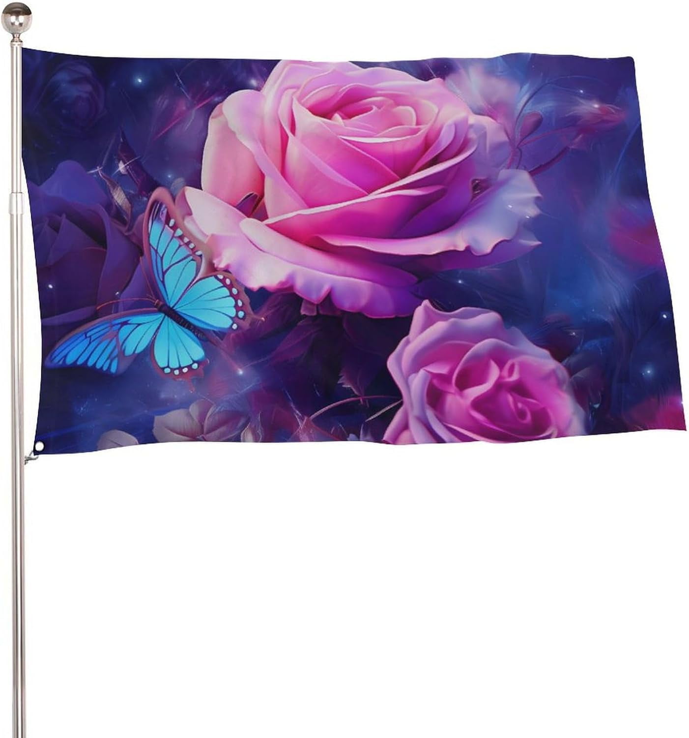 3D Rose and Butterfly Printed Flag with 2 Brass Grommets Banner Funny ...
