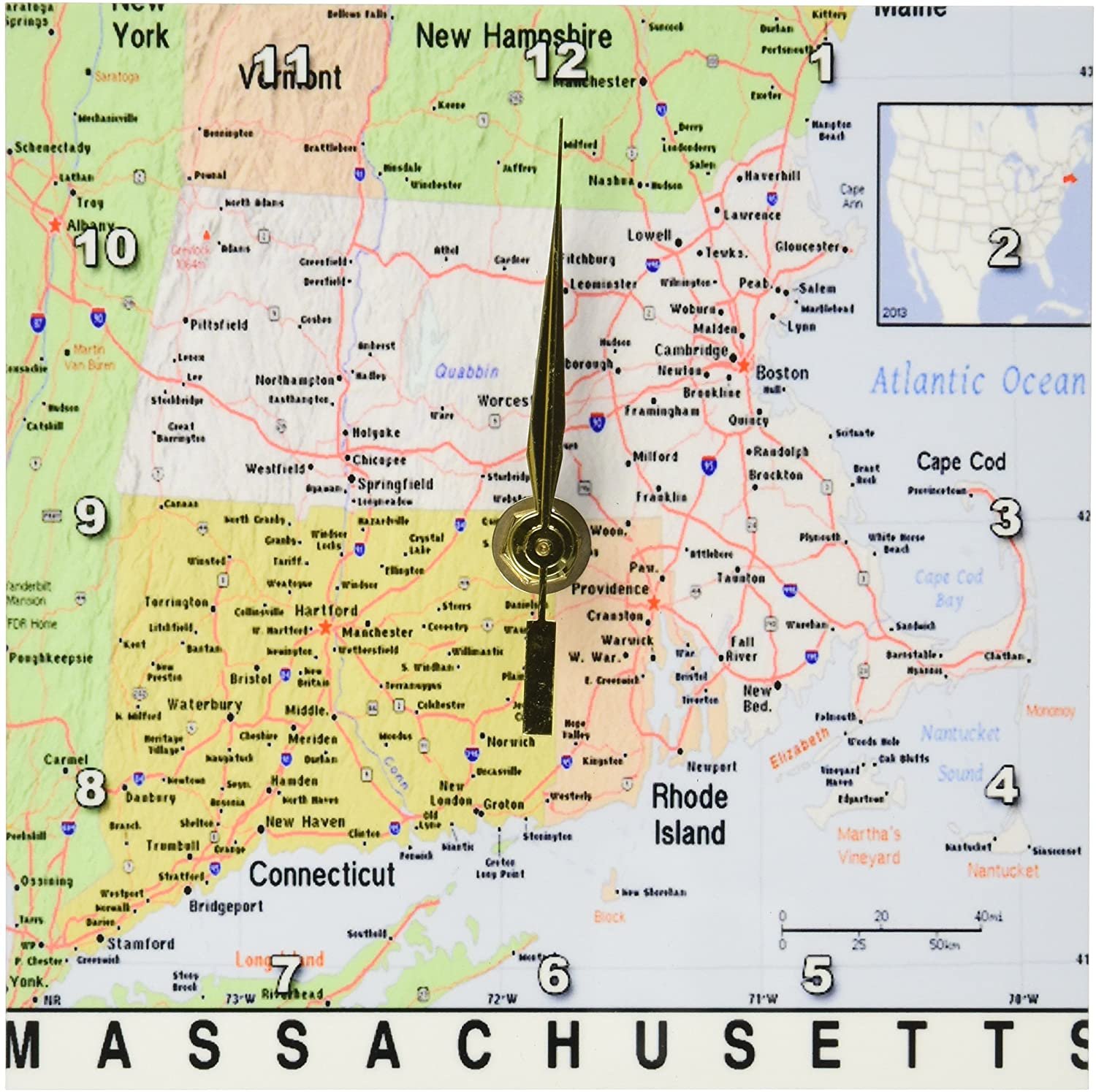 3D Rose dc_184600_1 Print of Massachusetts Cities and State Map Desk ...