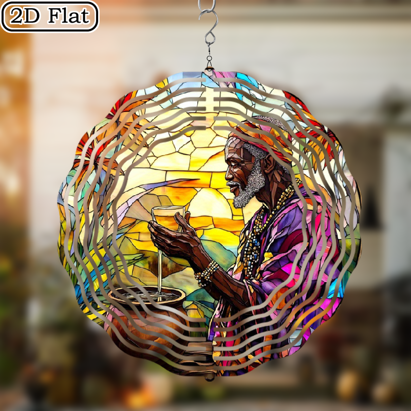 3D Rotating African Tribe Elderly Theme Hanging Wind Chime - Concentric ...