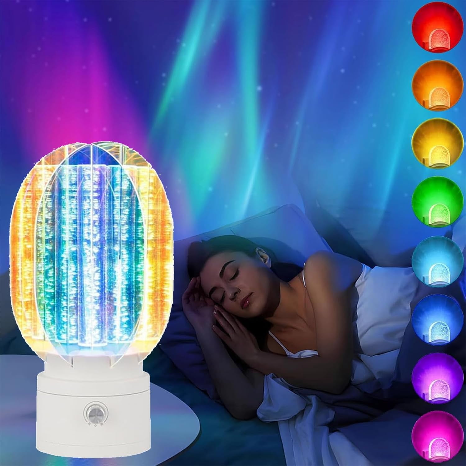 3D Rotating Aurora Night Light - Dimmable, 360° Rotating Soft Glow ...