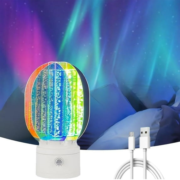 3D Rotating Aurora Night Light - Rechargeable, Dimmable, For a Romantic ...