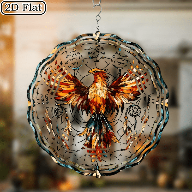 3D Rotating Bird Phoenix Hanging Wind Chime -360 degree Rotating Design ...