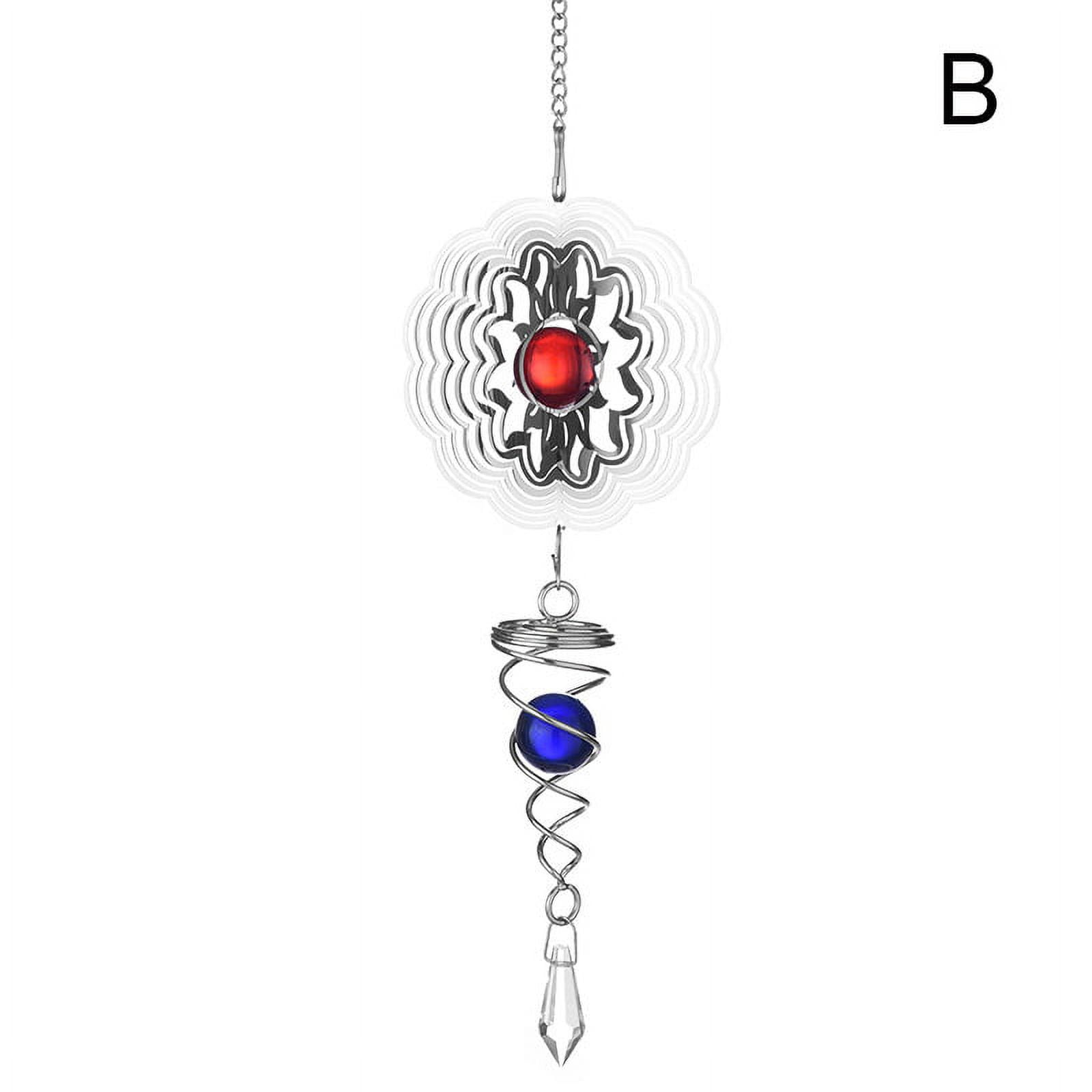 3D Rotating Crystal Wind Chime Stainless steel Wind Spinner Garden ...