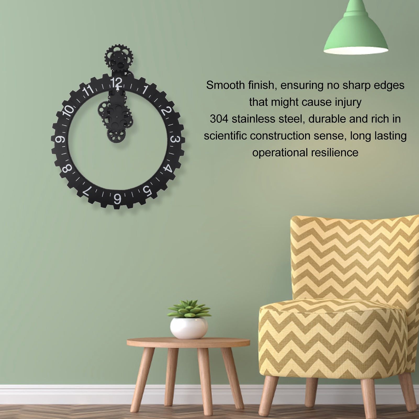 3D Rotating Gear Clock, Large Wall Art For Home Office, Mechanical Hour ...