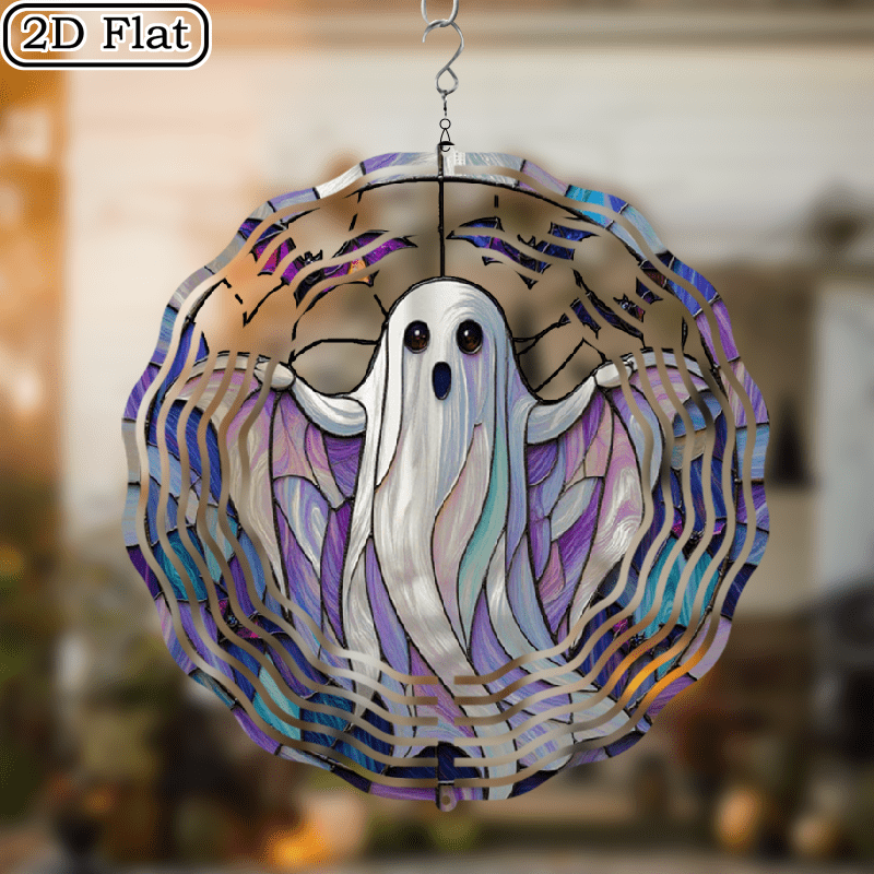 3D Rotating Ghost and Bat Hanging Wind Chimes - Concentric Spiral ...