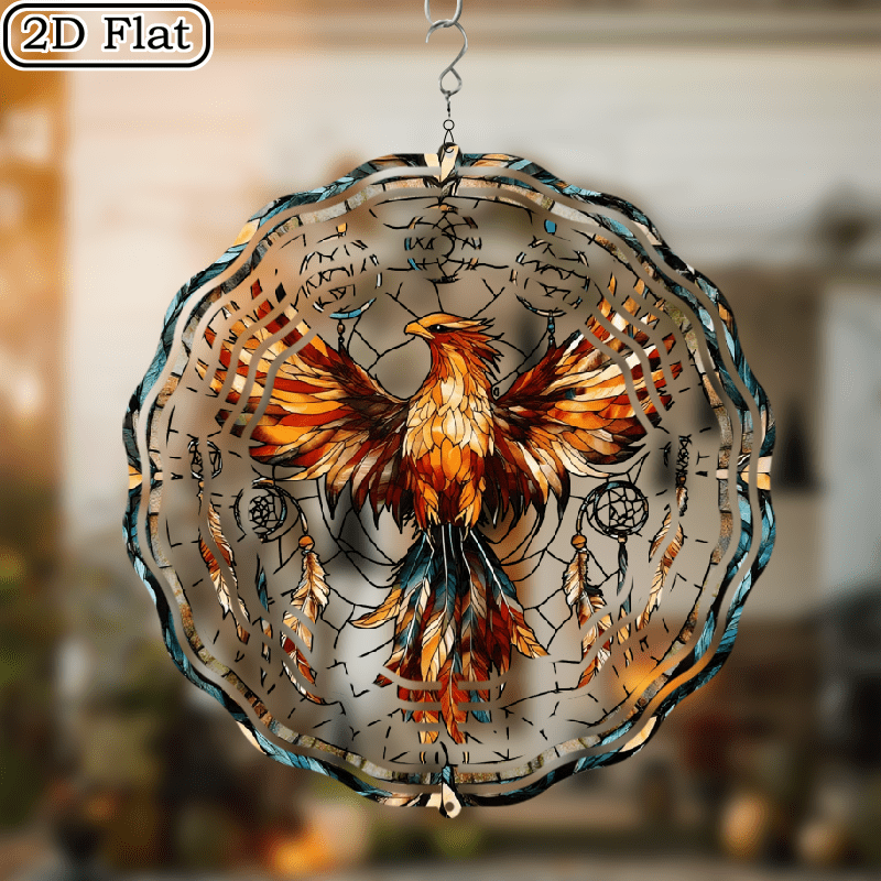 3D Rotating Phoenix Totem Hanging Wind Chime -360 degree Rotating ...