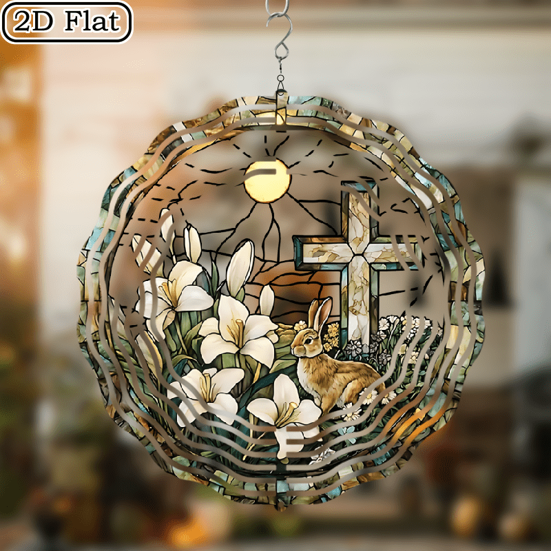 3D Rotating Rabbit Commemorative Hanging Wind Chime - Concentric Spiral ...
