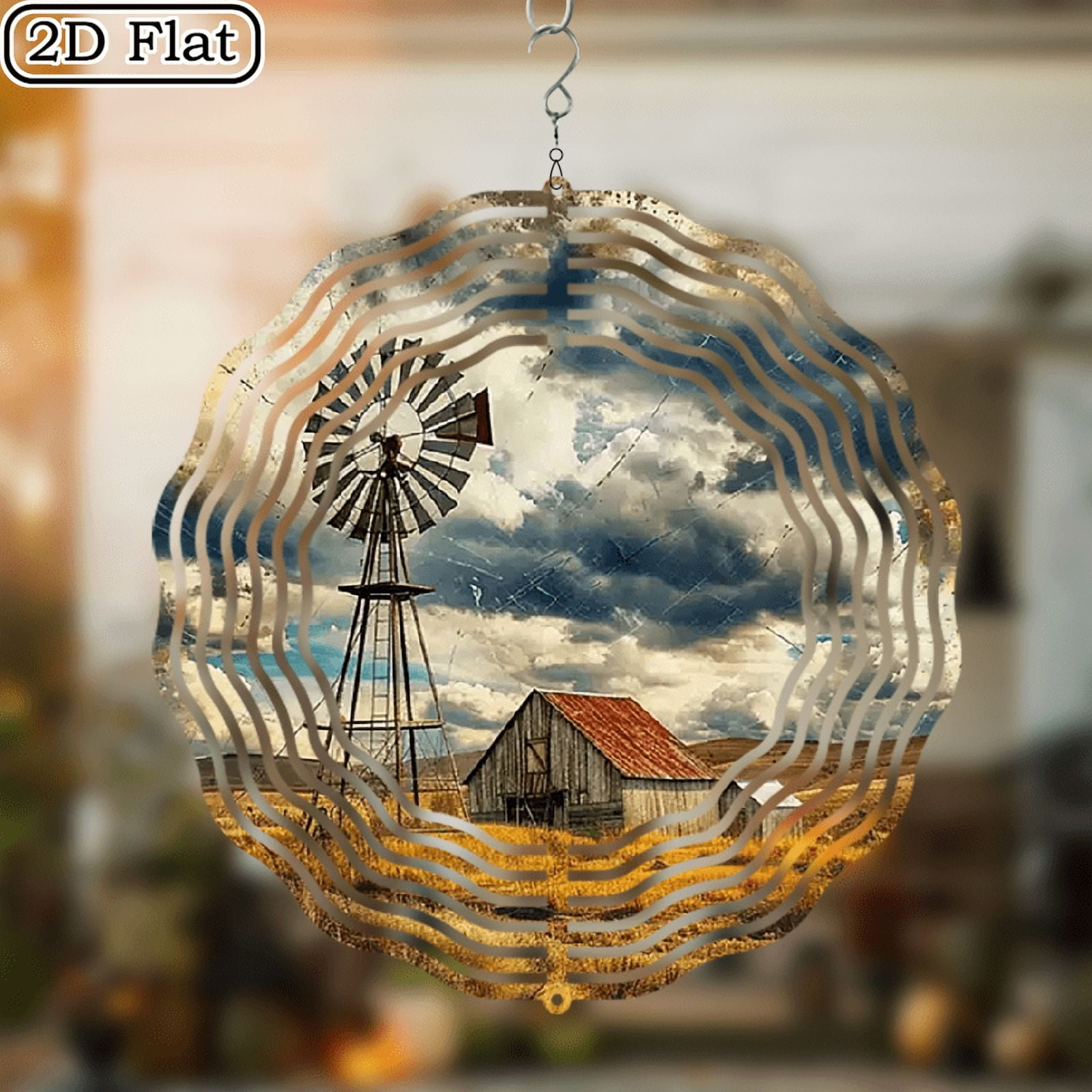 3D Rotating Wind Chime_Rustic Farmhouse Metal Decor with Windmill_ - 10 ...