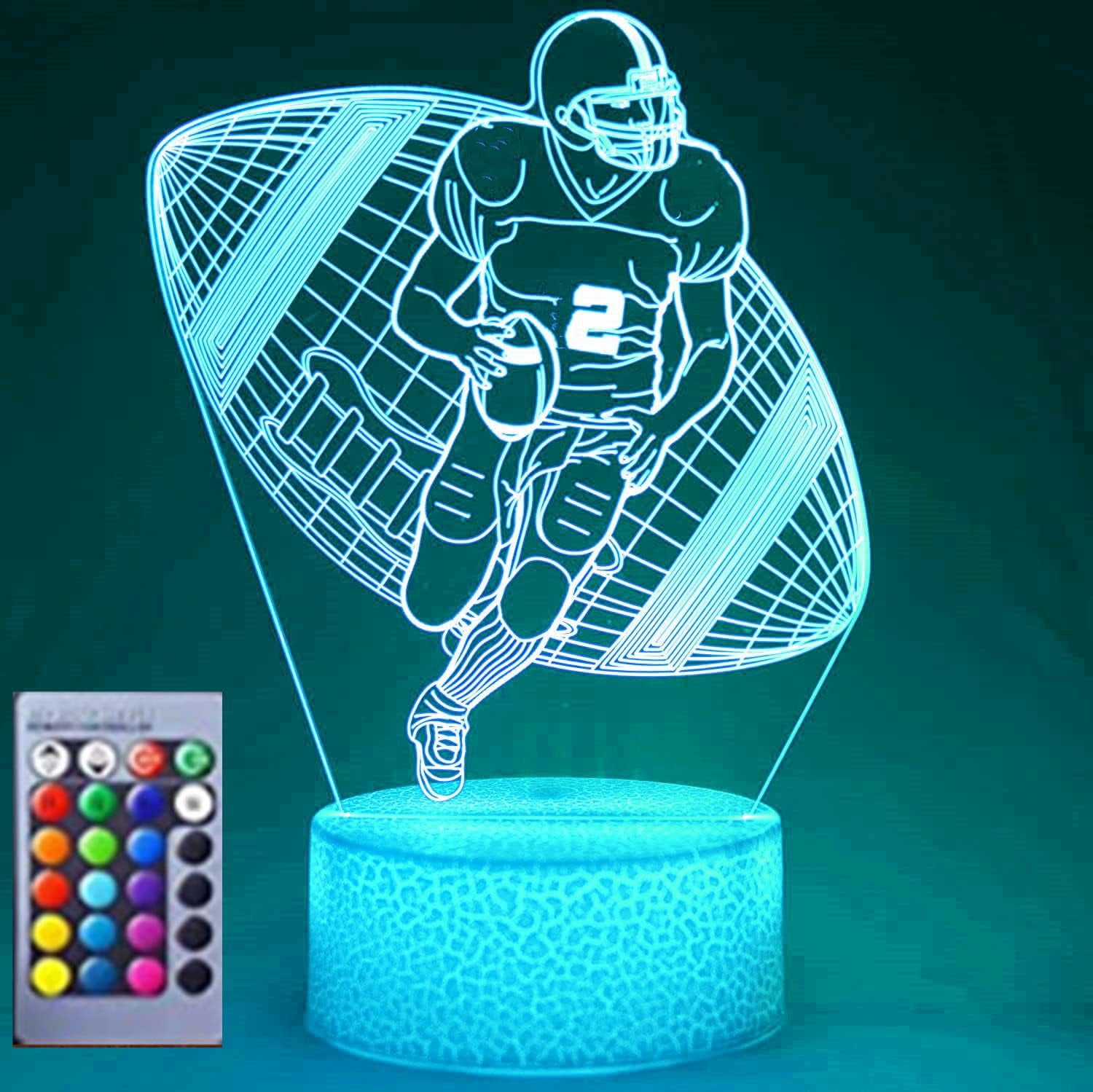 3D Rugby Football Night Light Led Decor Table Desk Optical Illusion ...
