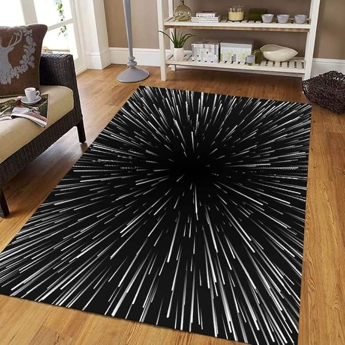 3D Rugs Optical Illusion - Star Black Area Rug - Optical Illusion Rug ...