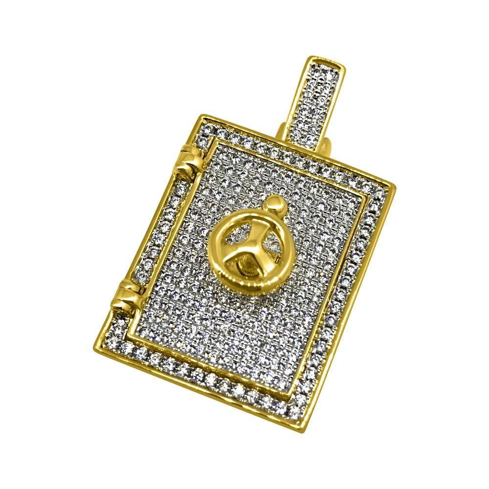 3D Safe Bank Vault Gold CZ Bling Bling Pendant - Walmart.com