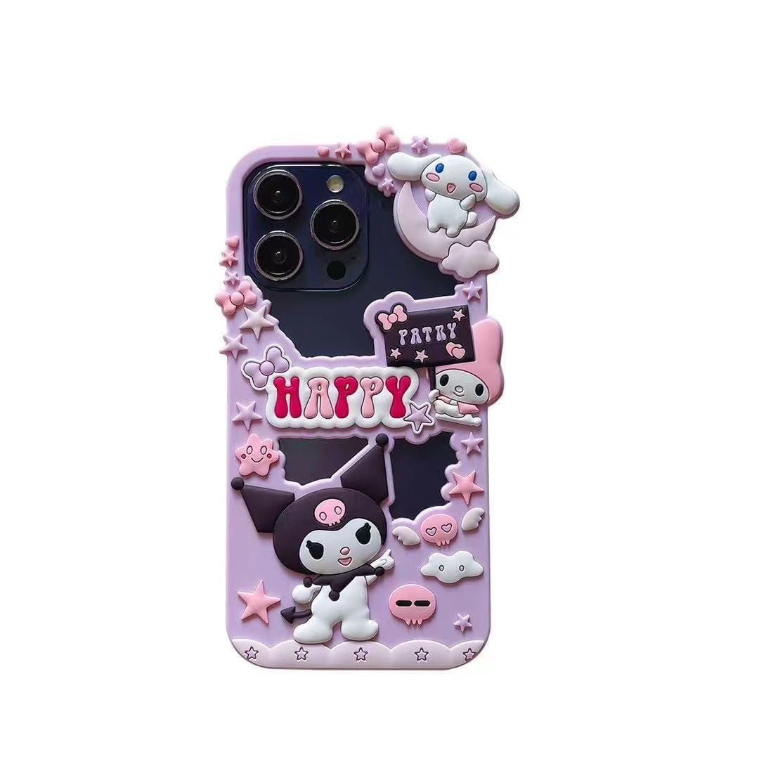 3D Sanrio Cinnamoroll Kuromi Soft Silicone Phone Cases For iPhone 14 ...