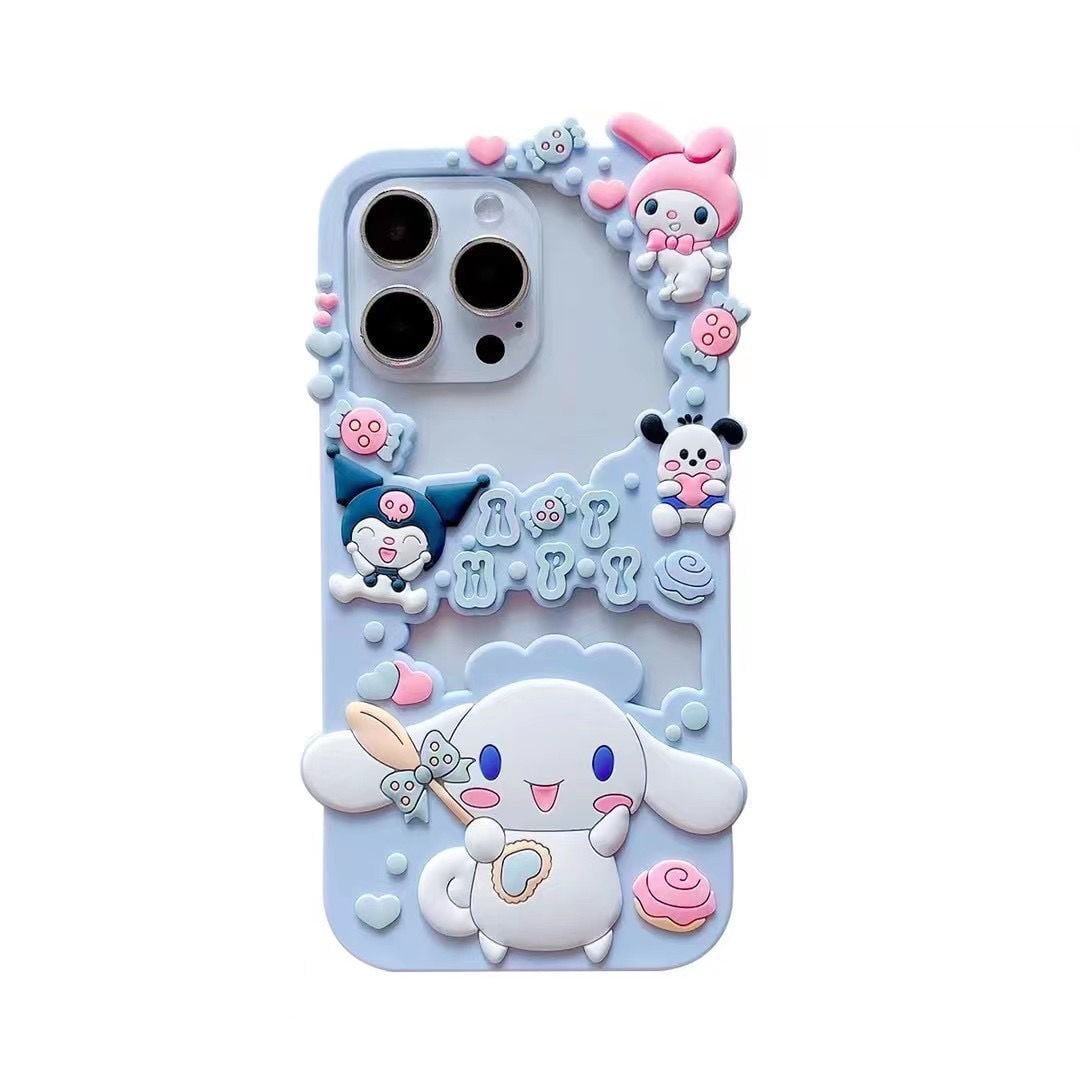 3D Sanrio Cinnamoroll Kuromi Soft Silicone Phone Cases For iPhone 14 Plus 13 12 11 Pro Max 7 8 ...