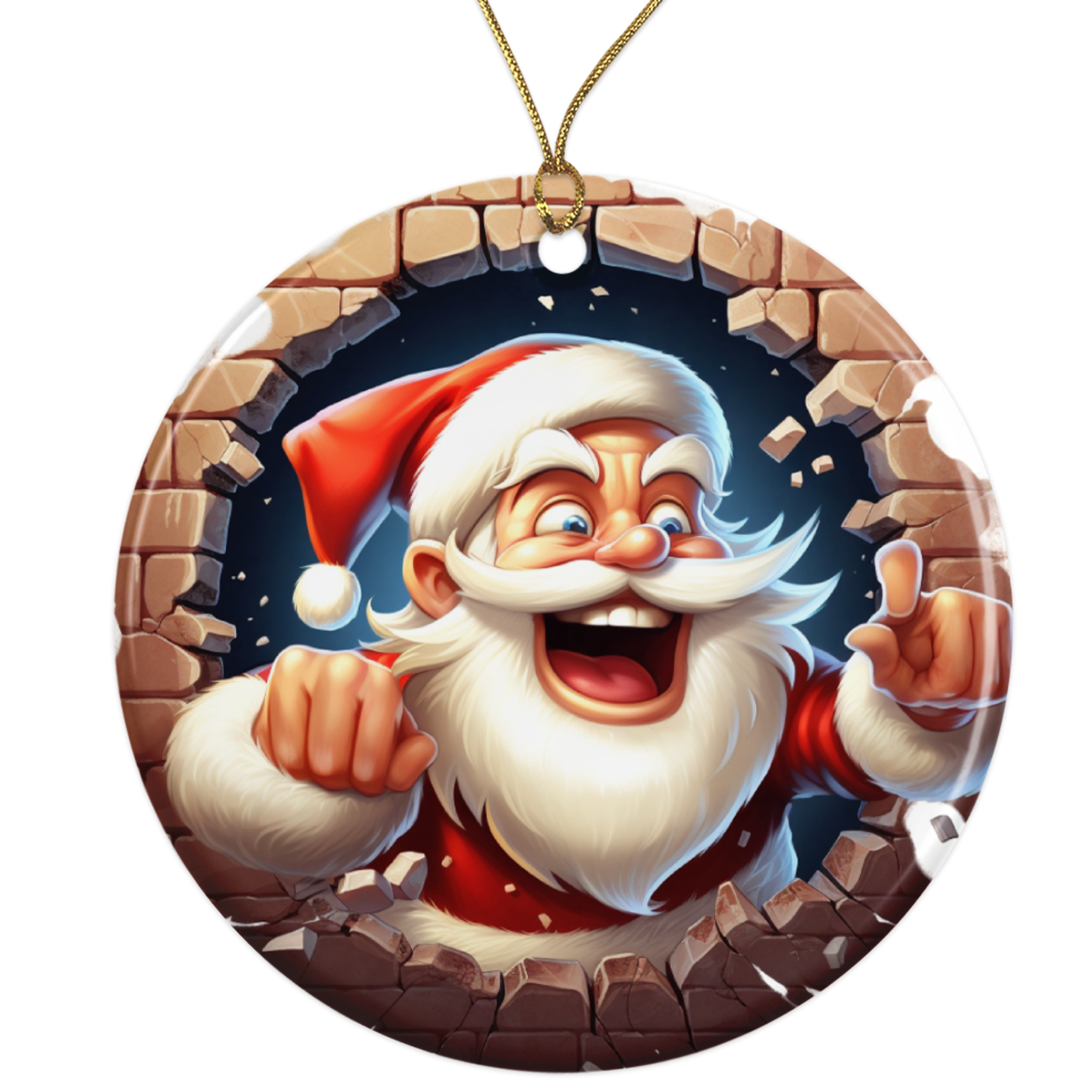 3D Santa Breakthrough Ceramic Ornament - Breakout 3D Cool Design Pop ...
