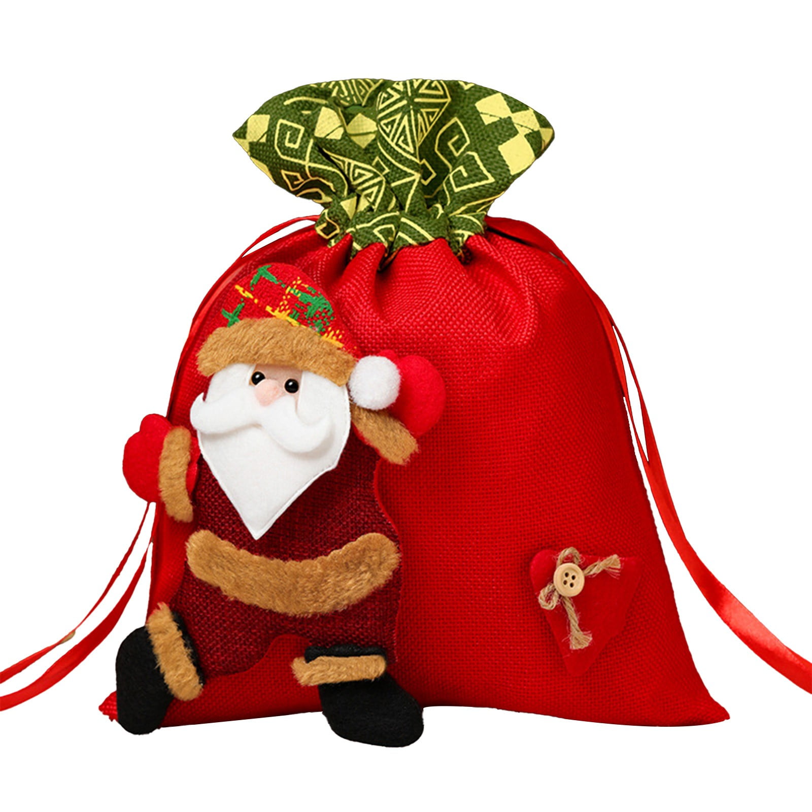 3D Santa Claus Christmas Gift Bag Large Size with Drawstring for ...