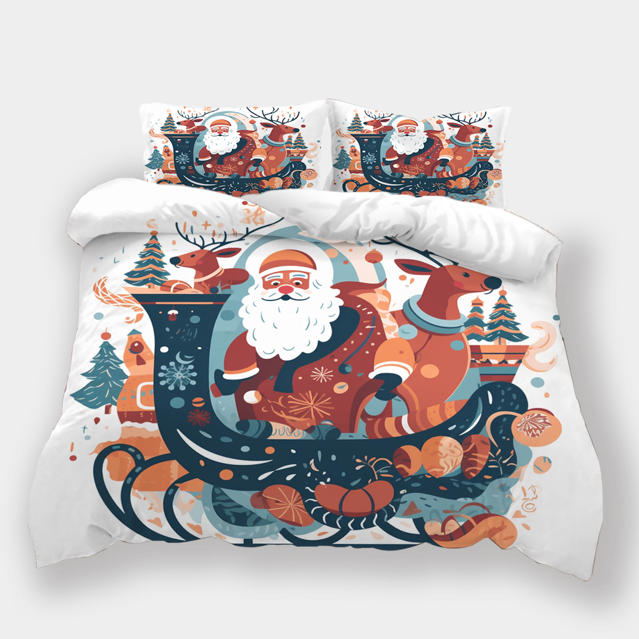 3D Santa Claus Comforter Cover Quilt Cover Set Kid Christmas Bed Gift ...