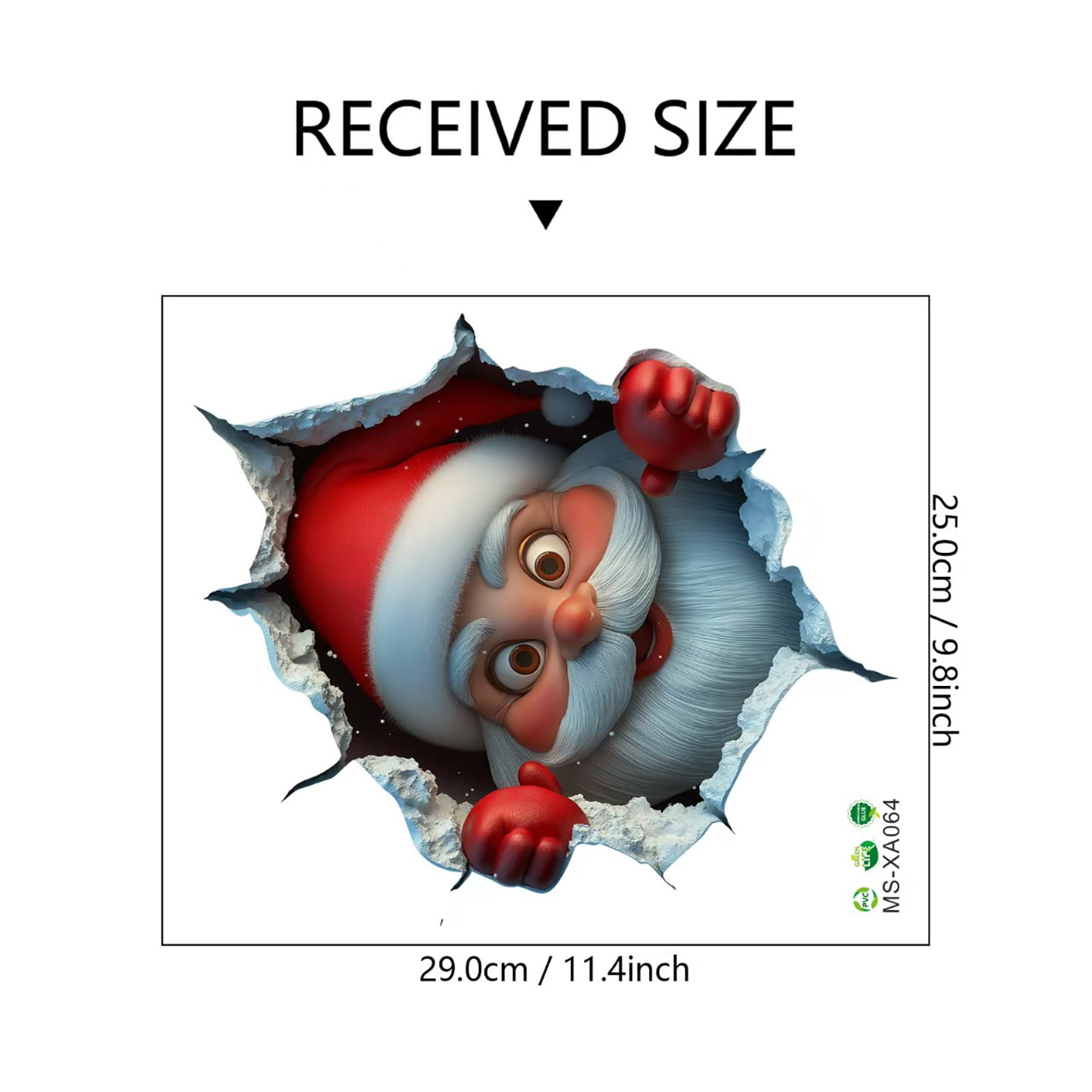 3D Santa Claus and Snowman Wall Stickers, Removable Vinyl Decals with ...