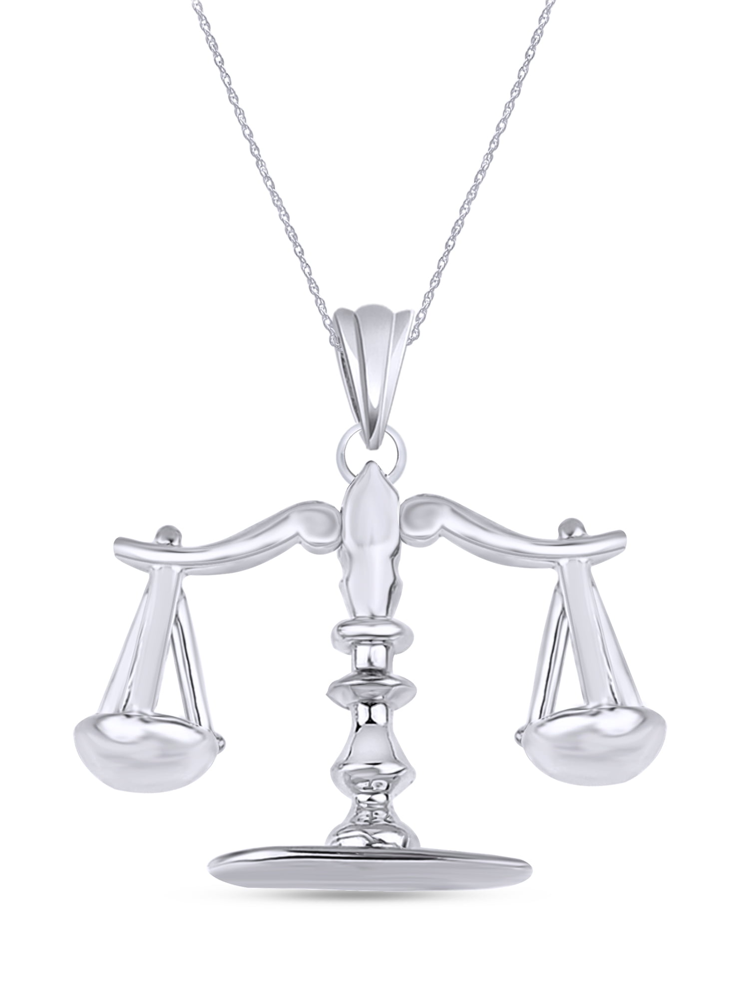 AFFY 3D Scales of Justice Charm Pendant Necklace In 14K White Gold 925 ...