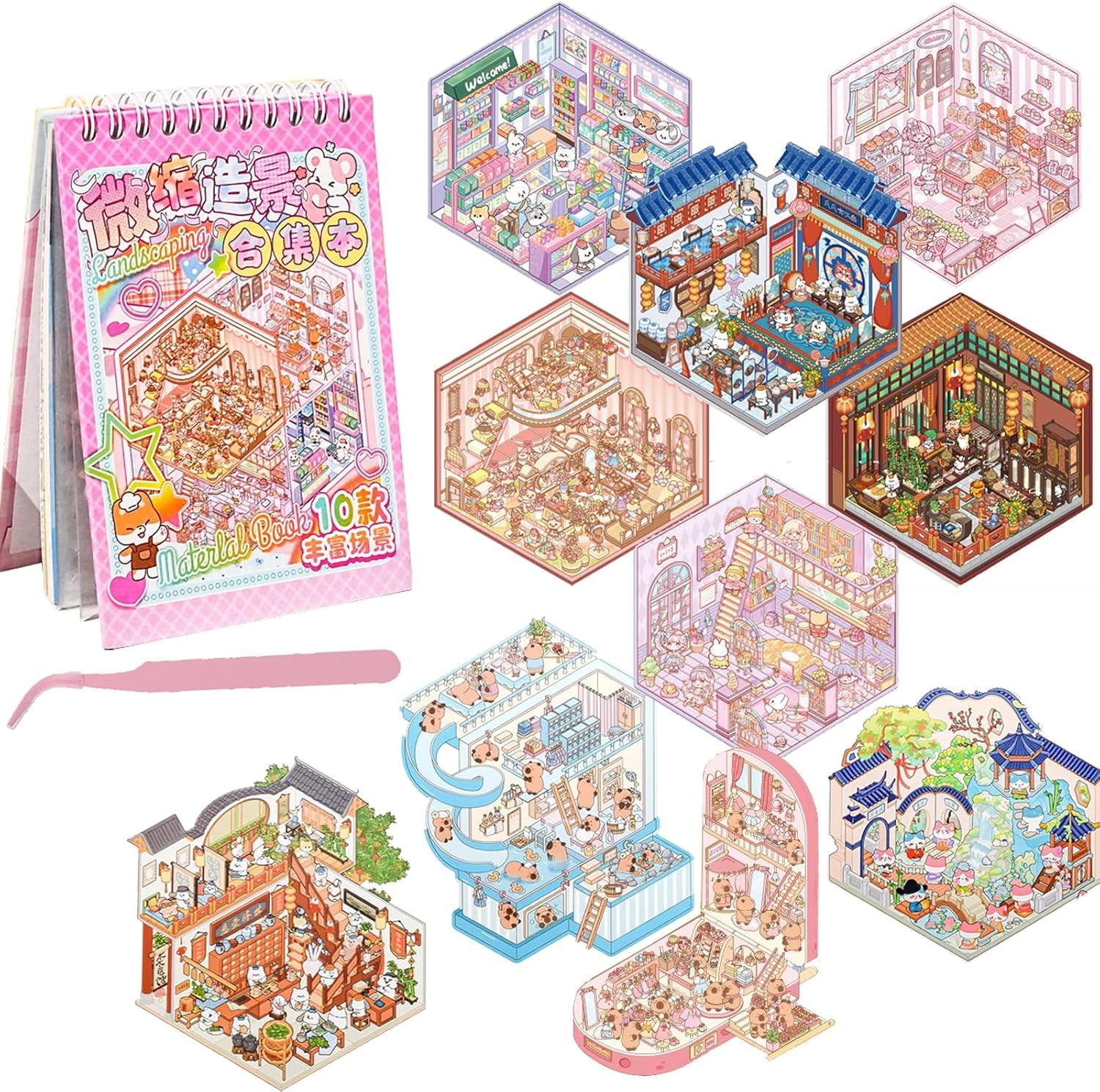 3D Scene Sticker Book for Kids,5 Styles of DIY 3D Sticker Scene Fun ...