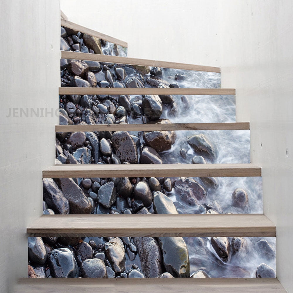 3D Scenery Beach Stair Stickers Decoration Removable Adhesive Staircase ...