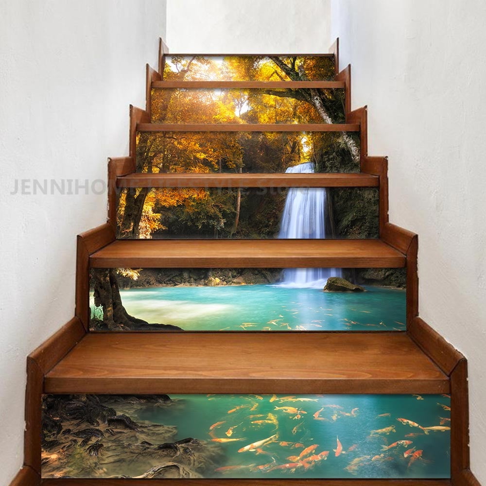 3D Scenery Beach Stair Stickers Decoration Removable Adhesive Staircase ...