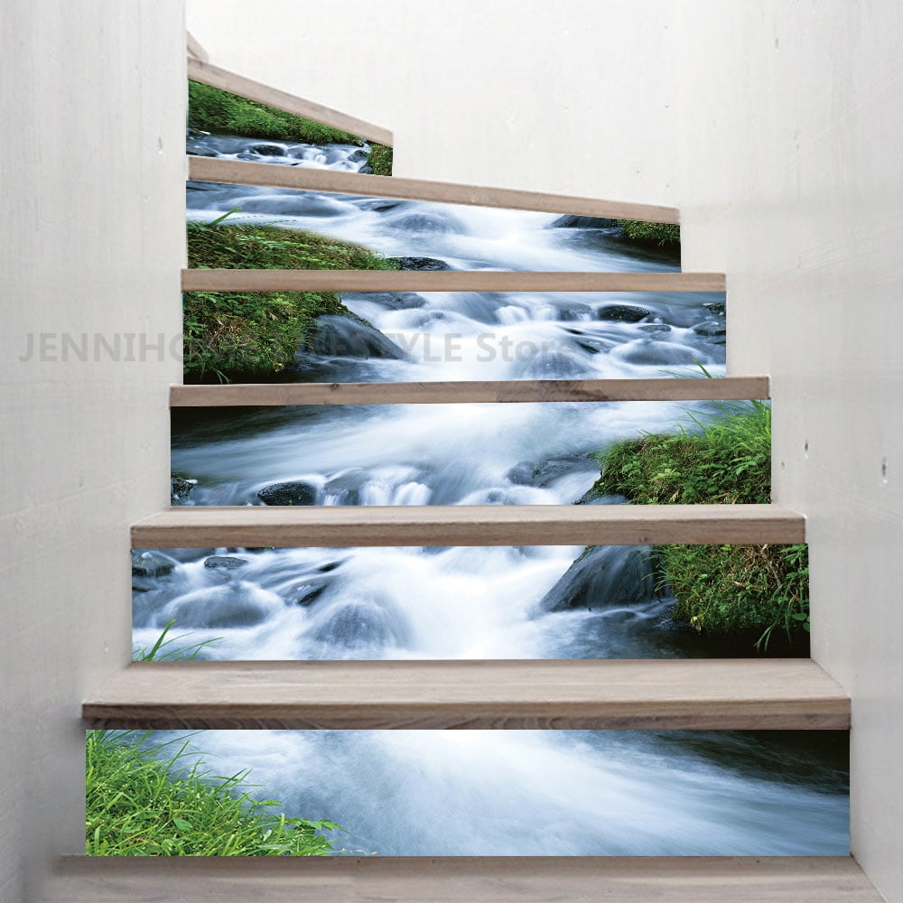 3D Scenery Beach Stair Stickers ration Removable Adhesive Staircase ...
