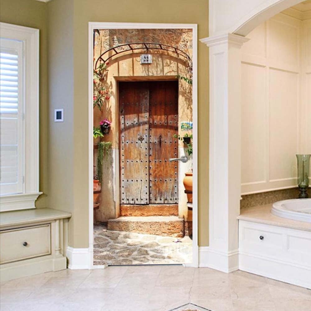 3D Scenery Porch Vinyl Door Sticker For Bedroom Home Decor Self ...