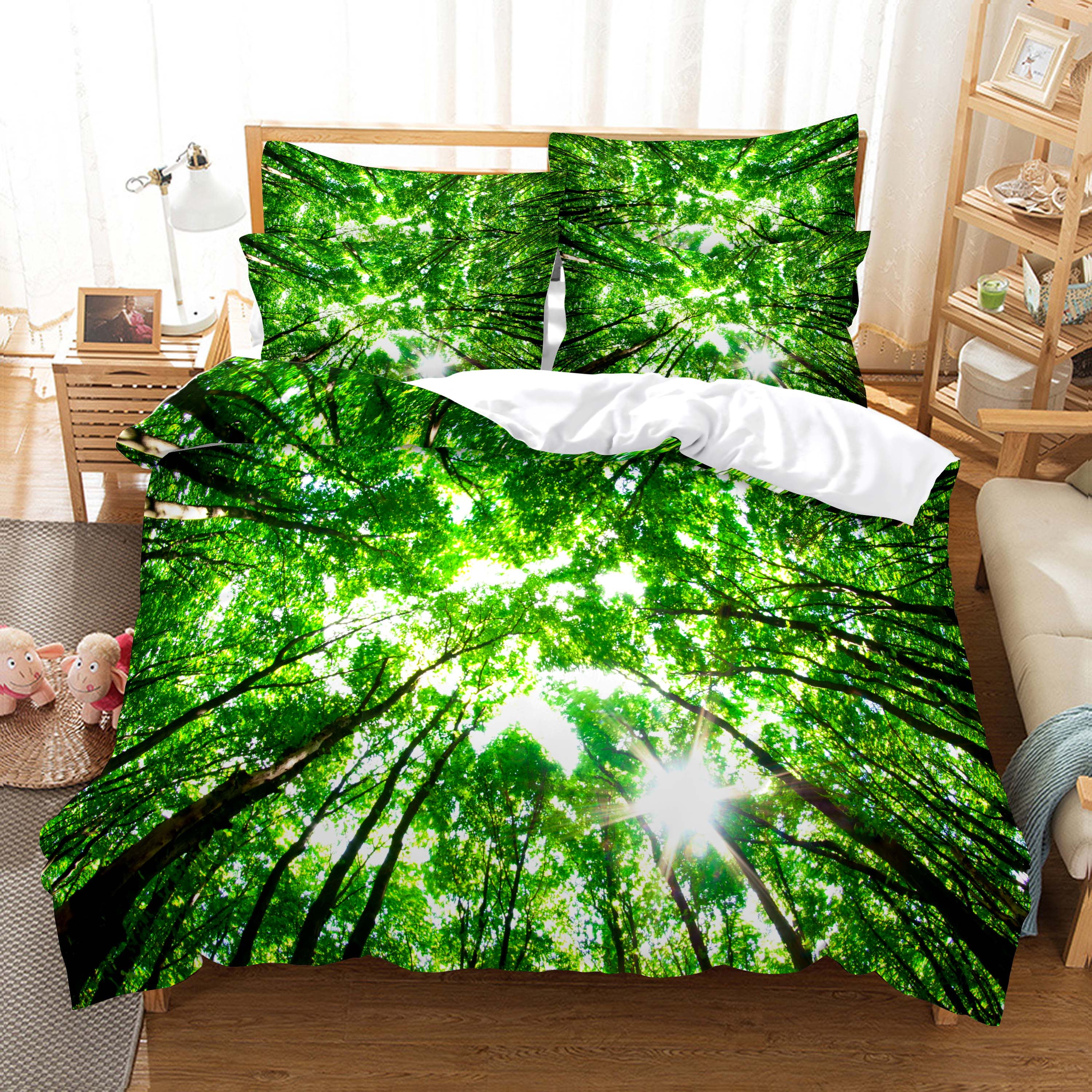 3D Scenic Duvet Cover Linen Woods Scene Forest Beautiful Natural ...