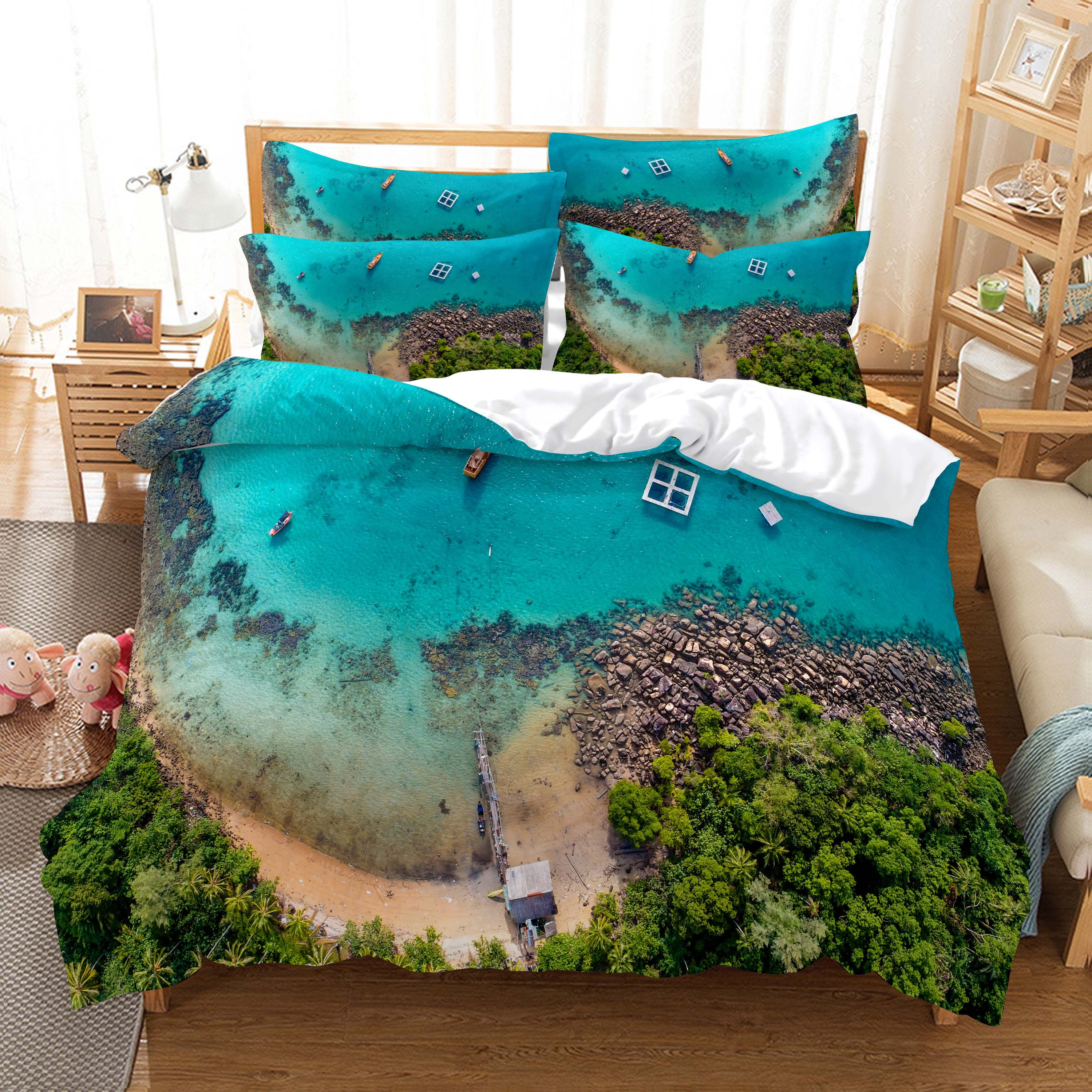3D Scenic Duvet Cover Linen Woods Scene Forest Beautiful Natural ...