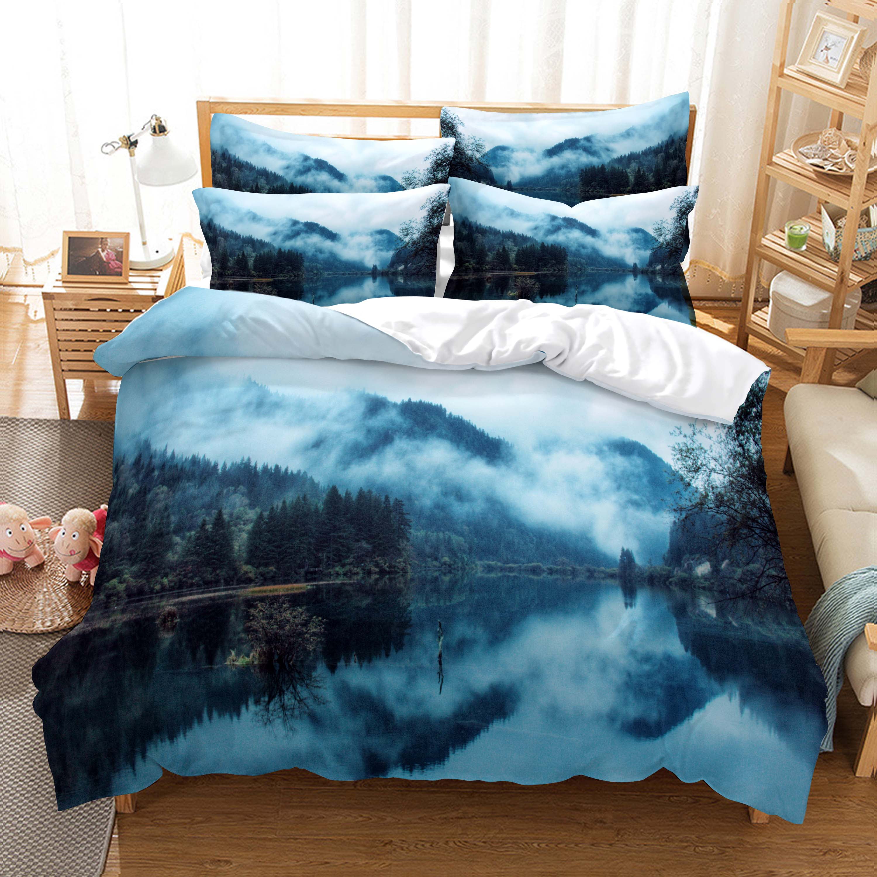 3D Scenic Duvet Cover Linen Woods Scene Forest Beautiful Natural ...