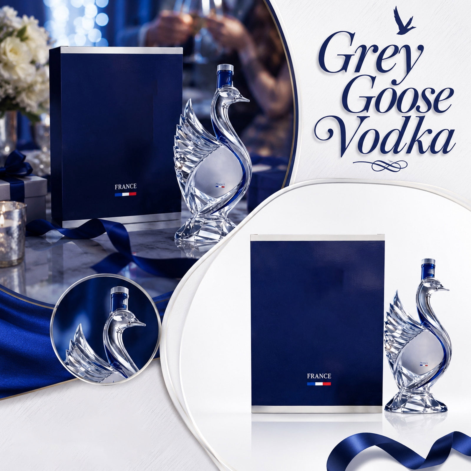 3D Sculpted Goose Glass Whiskey Bottle, 350Ml Unique Glass Vod.ka ...
