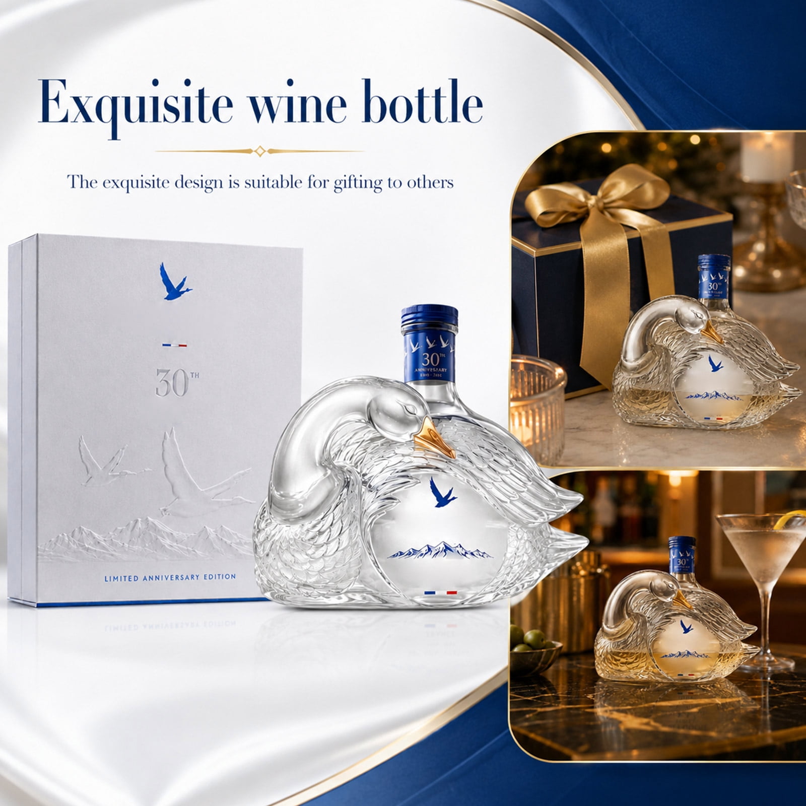 3D Sculpted Grey Goose Glass Whiskey Bottle, 30th Anniversary 1996-2026 ...