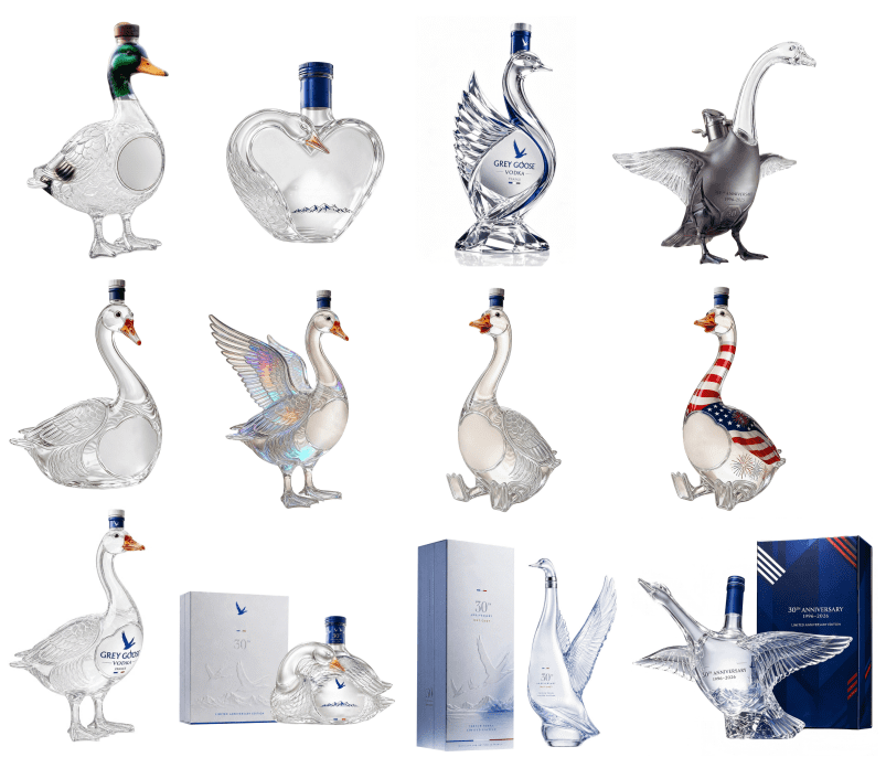 3D Sculpted Grey Goose Glass Whiskey Bottle, 350Ml Unique Glass Vod.ka ...