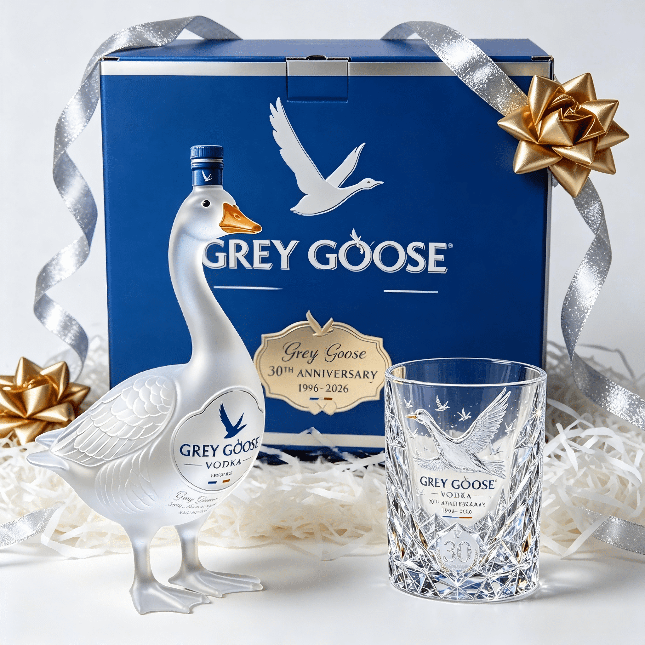 3D Sculpted Grey Goose Glass Whiskey-Bottle and Glass Set, 30th ...