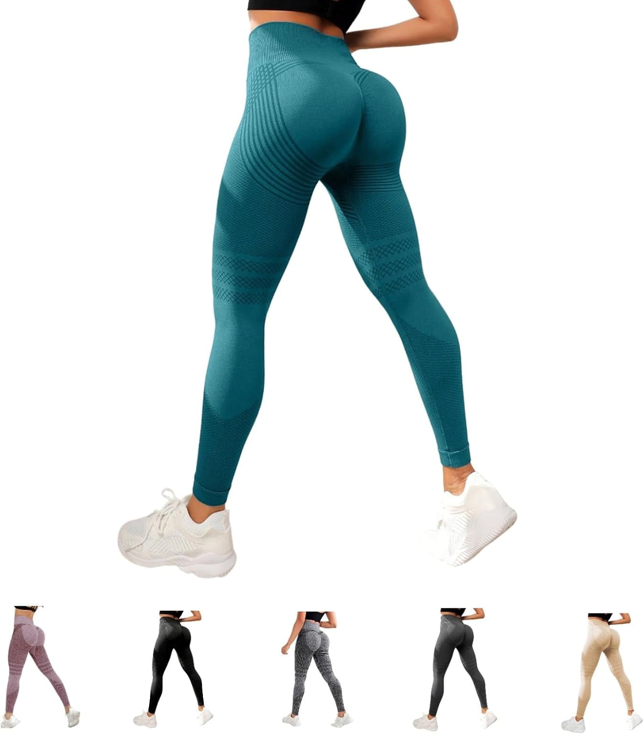 3D Sculpting High Waist Yoga Pants for Women, Seamless Tummy Control ...