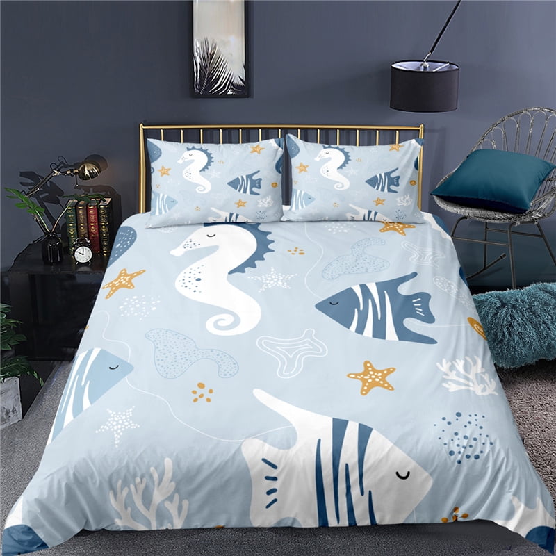 3D Sea Animal Print 2/3Pcs Bedding Sets Cartoon Underwater World ...