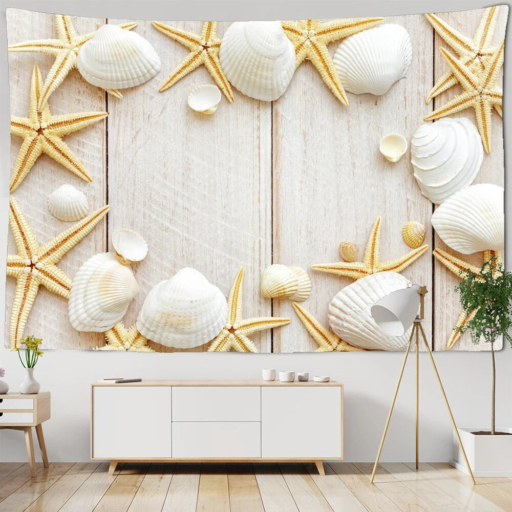 3D Sea Shell Beach Landscape Tapestry Hippie Wall Tapestries Bohemian ...