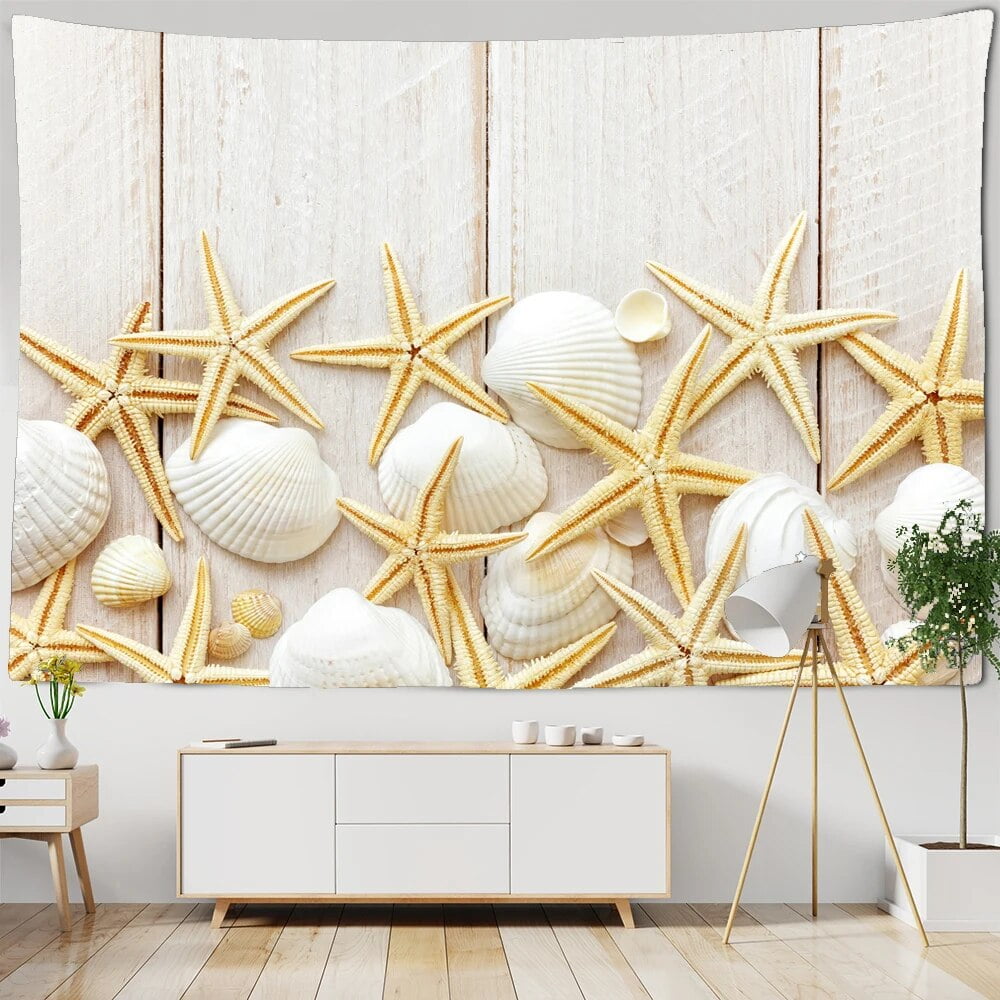 3D Sea Shell Beach Landscape Tapestry Hippie Wall Tapestries Bohemian ...