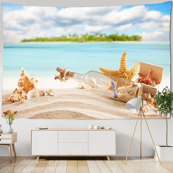 3D Sea Shell Beach Landscape Tapestry Hippie Wall Tapestries Bohemian ...