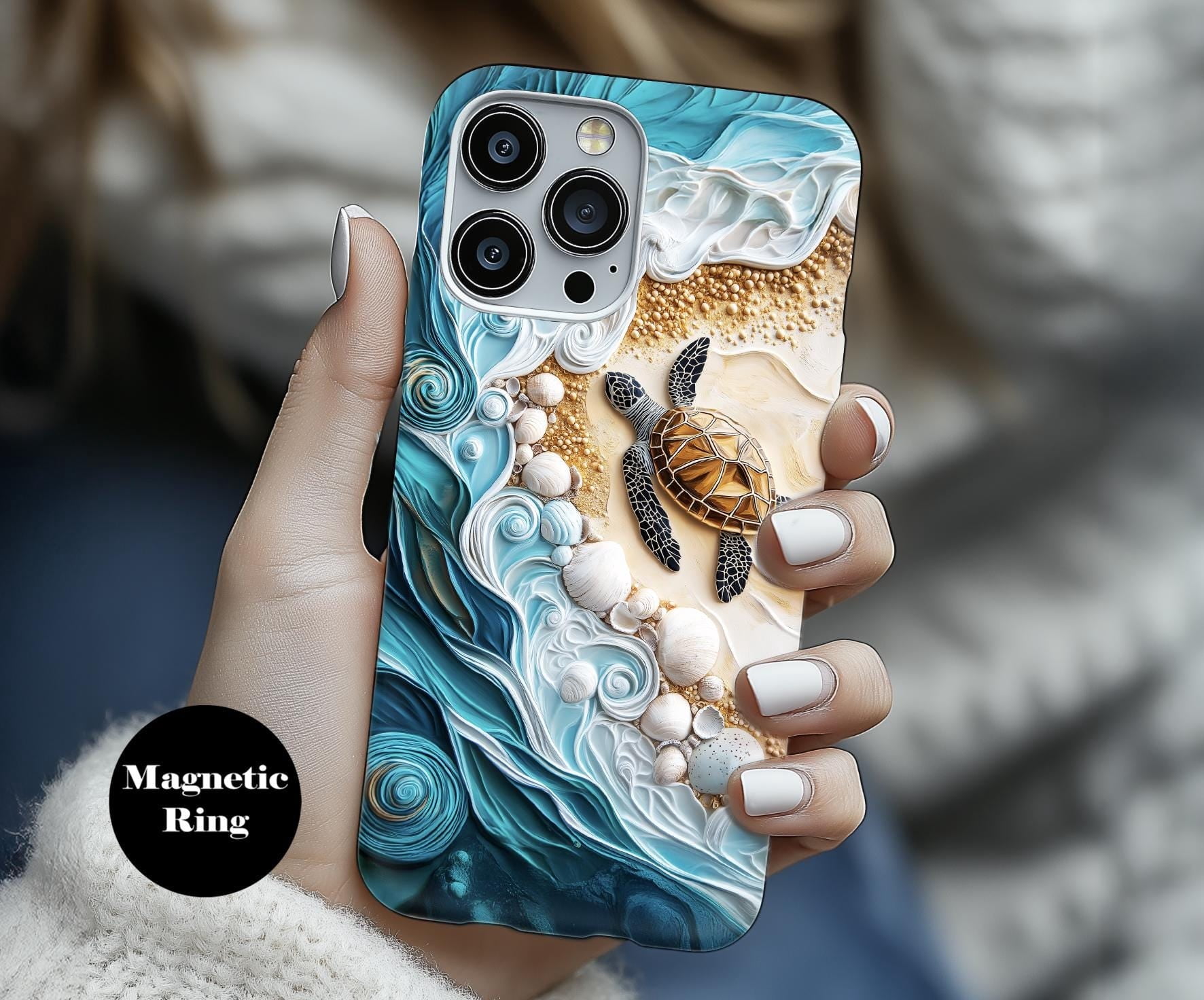 3D Sea Turtle Ocean Beach Waves Animal Reptile iPhone 11 12 13 14 15 16 ...