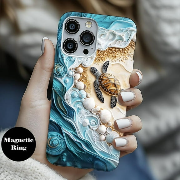 Elegant 3D Blue Sea Turtle Ocean Beach Art Phone Case 11 12 13 14 15 16 ...