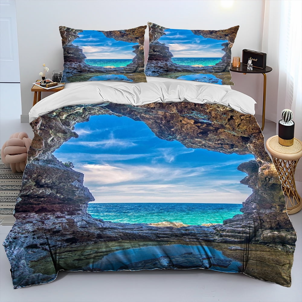 3D Sea View Ocean Beach Scenery Comforter Bedding Set Duvet Cover Bed ...