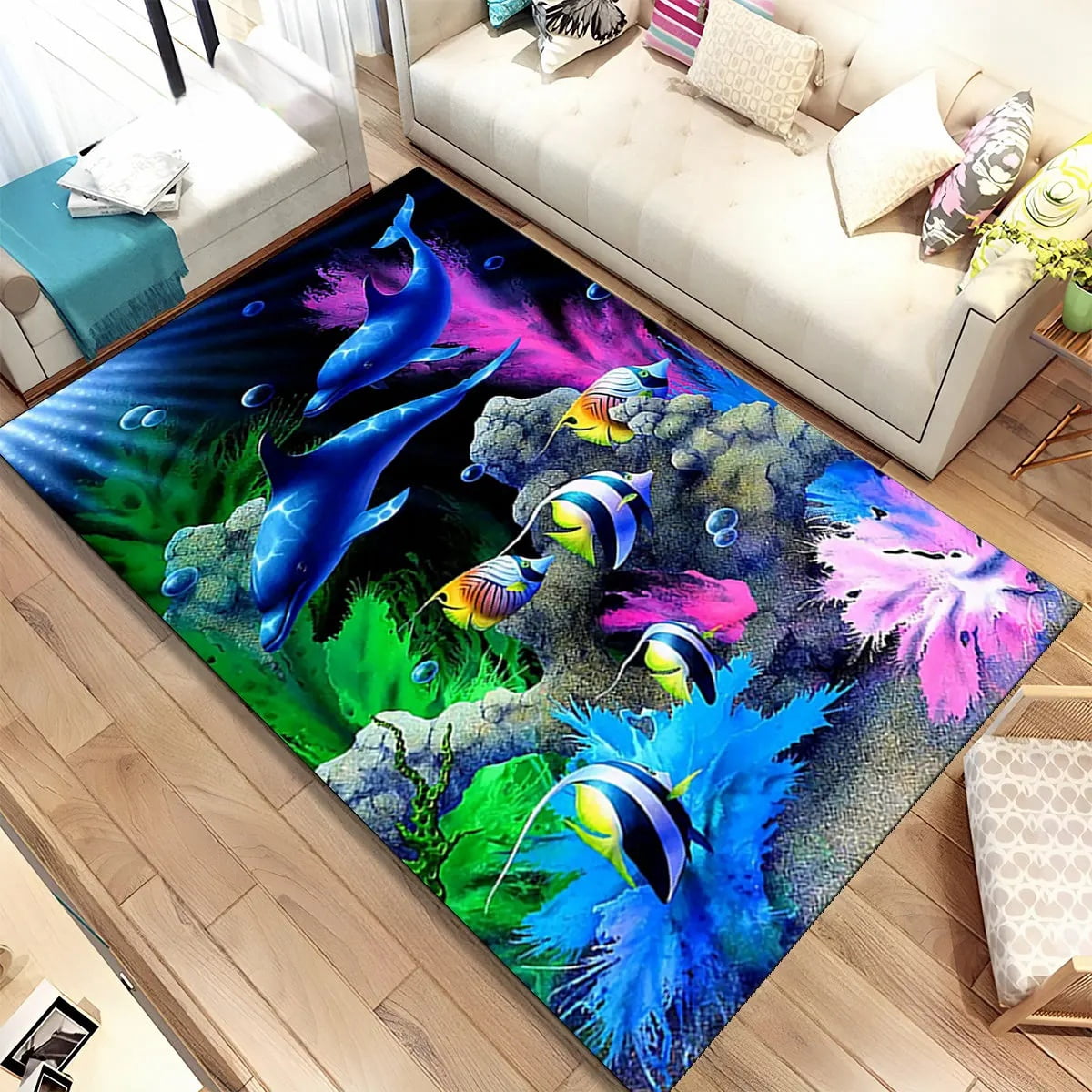 3D Seabed Underwater World Dolphin Turtle Area Rug Carpet Rug for ...