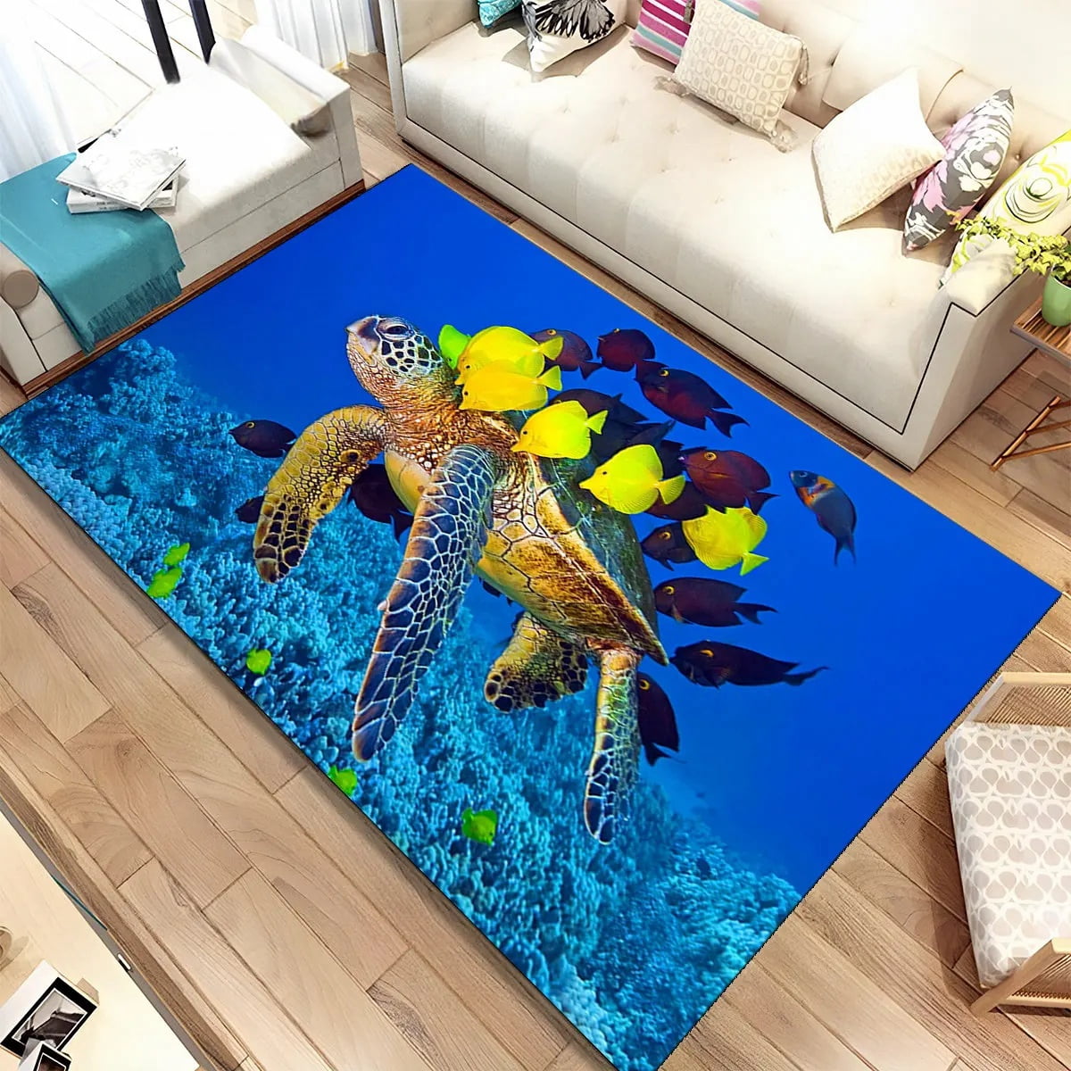 3D Seabed Underwater World Dolphin Turtle Area Rug Carpet Rug for ...