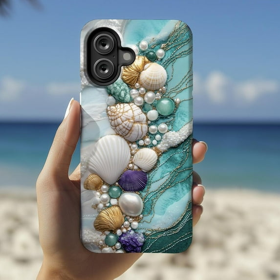 3D Seashell Pearl Ocean Beach Mermaid Phone Case 17 16 15 14 13 12 11 ...