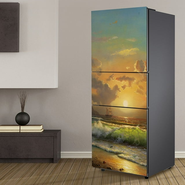 3D Self Adhesive Refrigerator Wrap Freezer Sticker Art Fridge Door ...