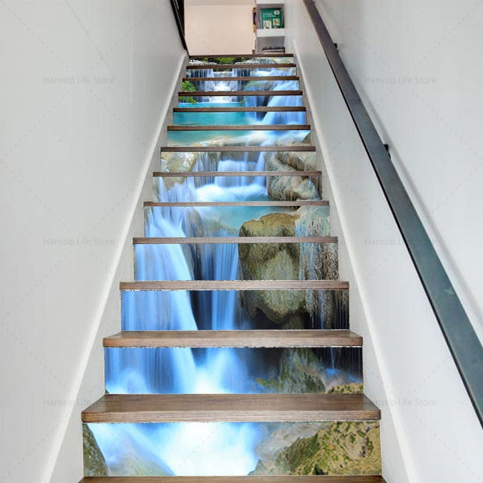 3D Self-Adhesive Stair Riser Decals Stickers Forest Waterfall Removable ...