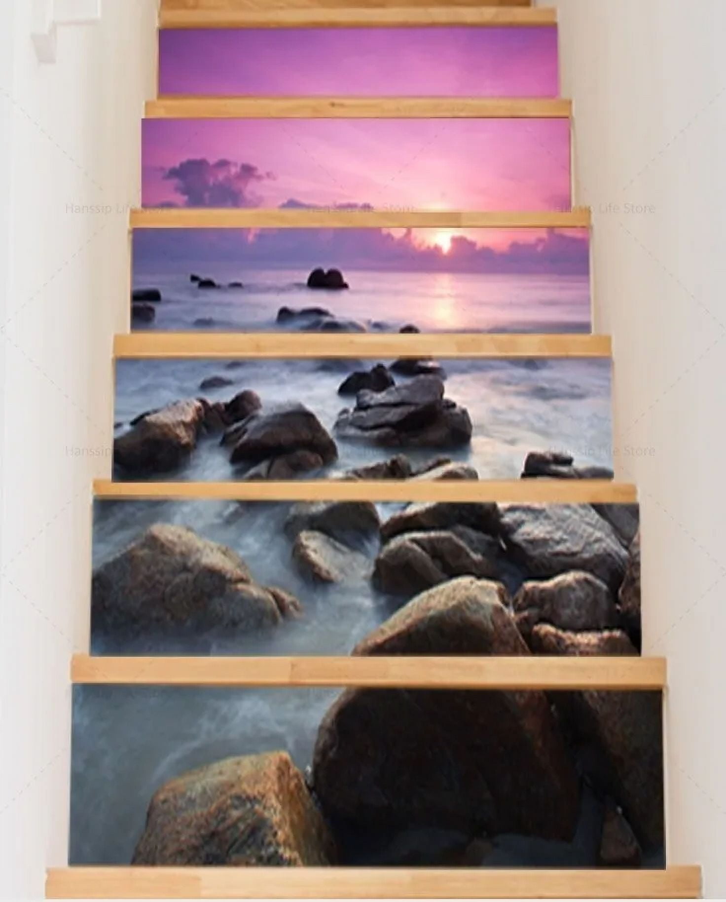 3D Self-Adhesive Stair Riser Decals Stickers Forest Waterfall Removable ...